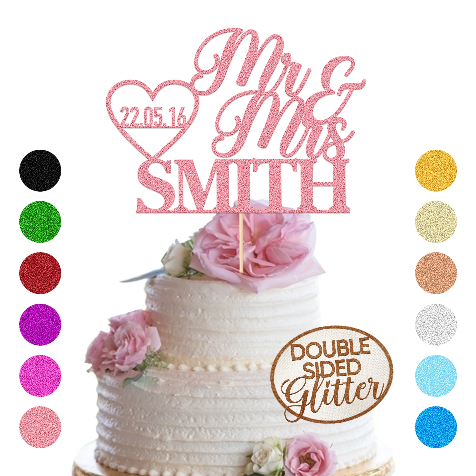 Persoanlized Mr & Mrs Wedding Cake Topper, Custom Name & Date Wedding ...