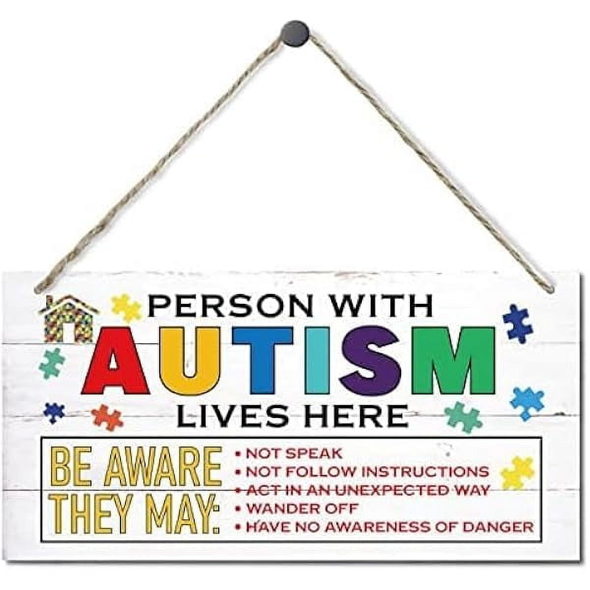 Person With Autism Lives Here Sign Hanging Wood Sign Home Decorative ...