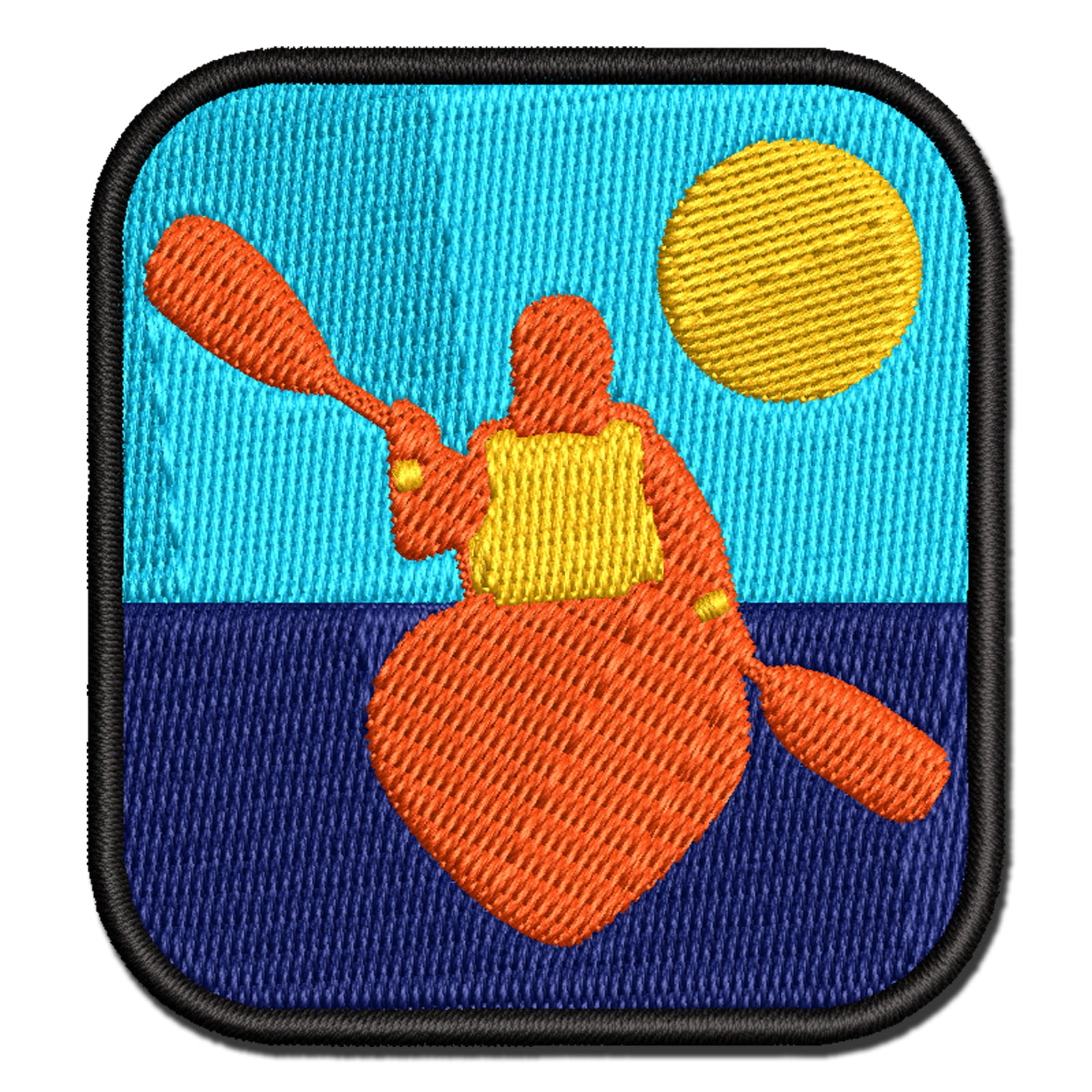 Person Kayaking with Paddle Back Behind View Applique Multi-Color ...