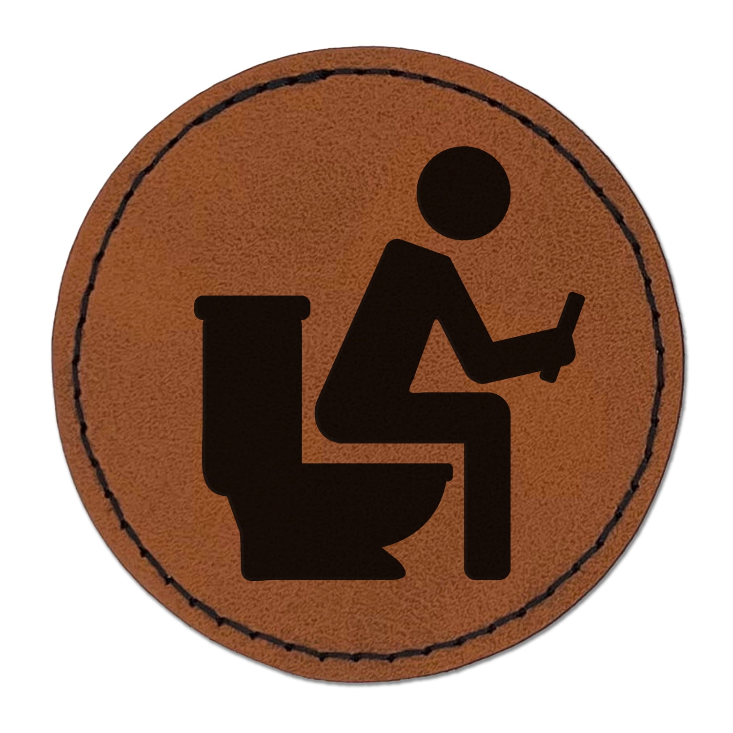Person Sitting on Toilet with Phone Restroom Pooping 2.5" Faux Leather ...