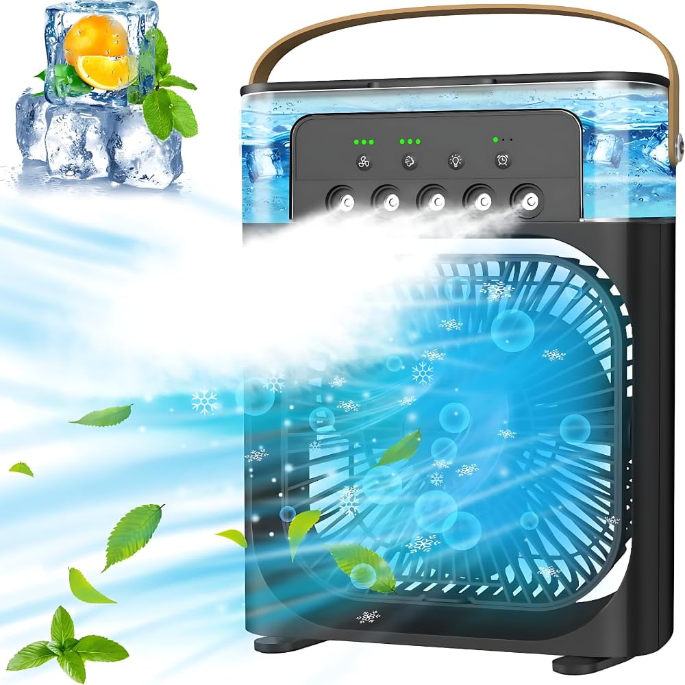 Personal Air Cooler, Portable Air Conditioner Fan, 3 Wind Speeds and 3 ...