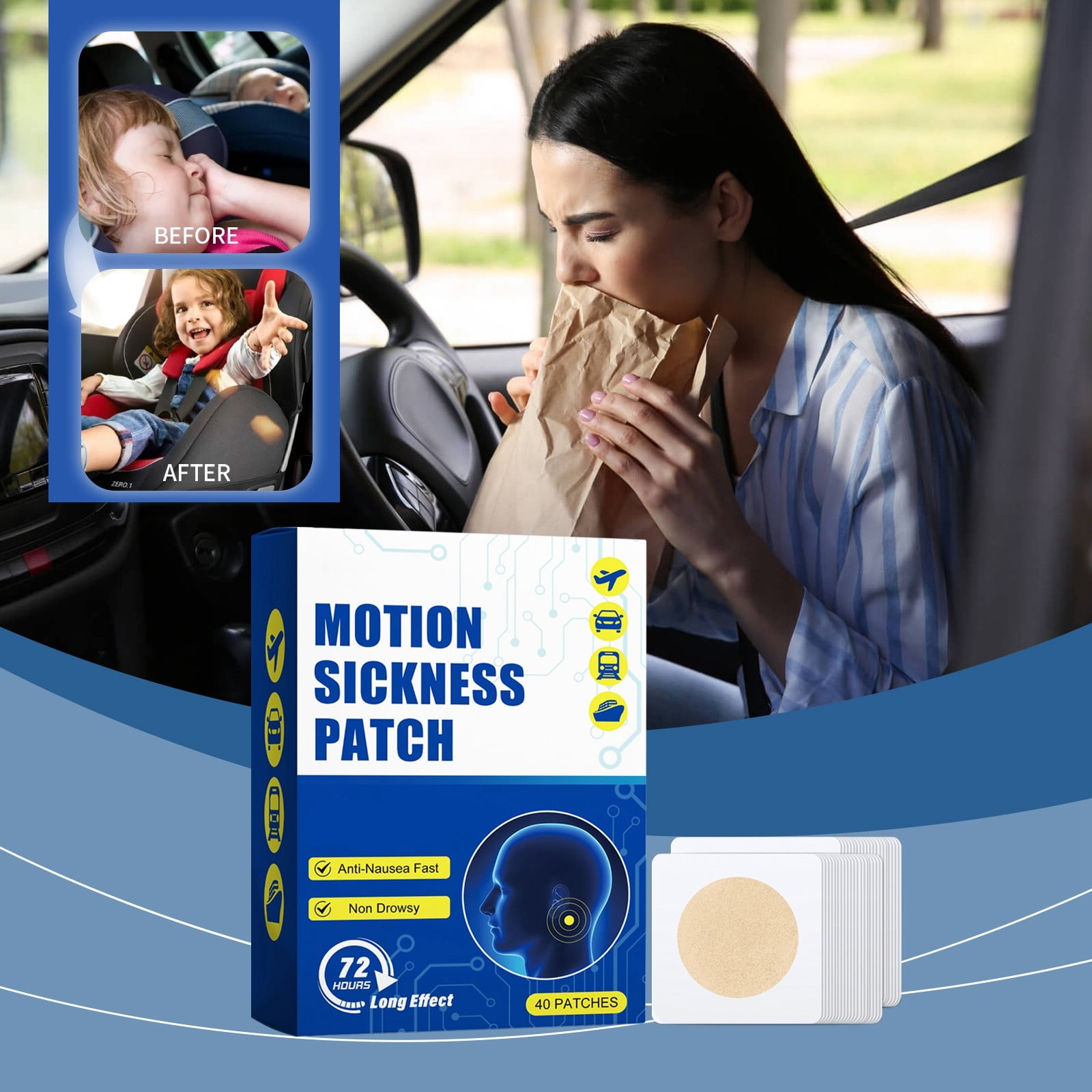 Personal Care Deals - 40 Pieces Of Motion Sickness Patches, Dizziness Patches and Seasickness ...