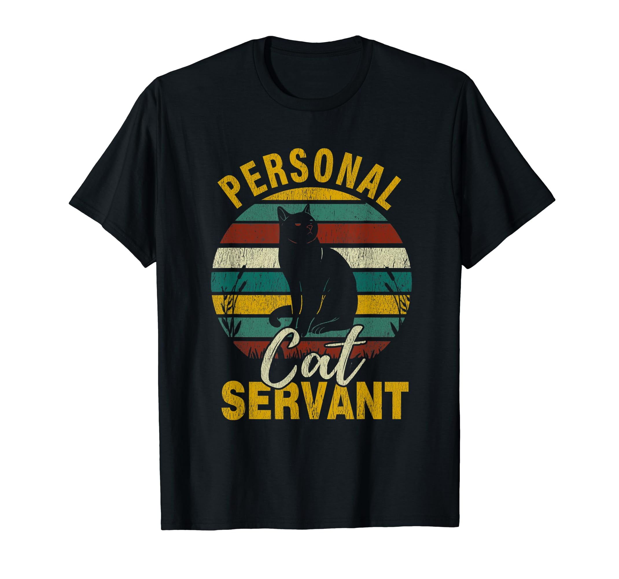 Personal Cat Servant Funny Black Cat Lovers Owners Gift T-Shirt ...