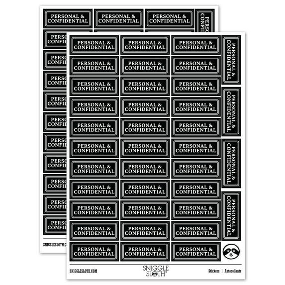 Personal & Confidential Double Line Border Sticker Set - Black - Gloss ...
