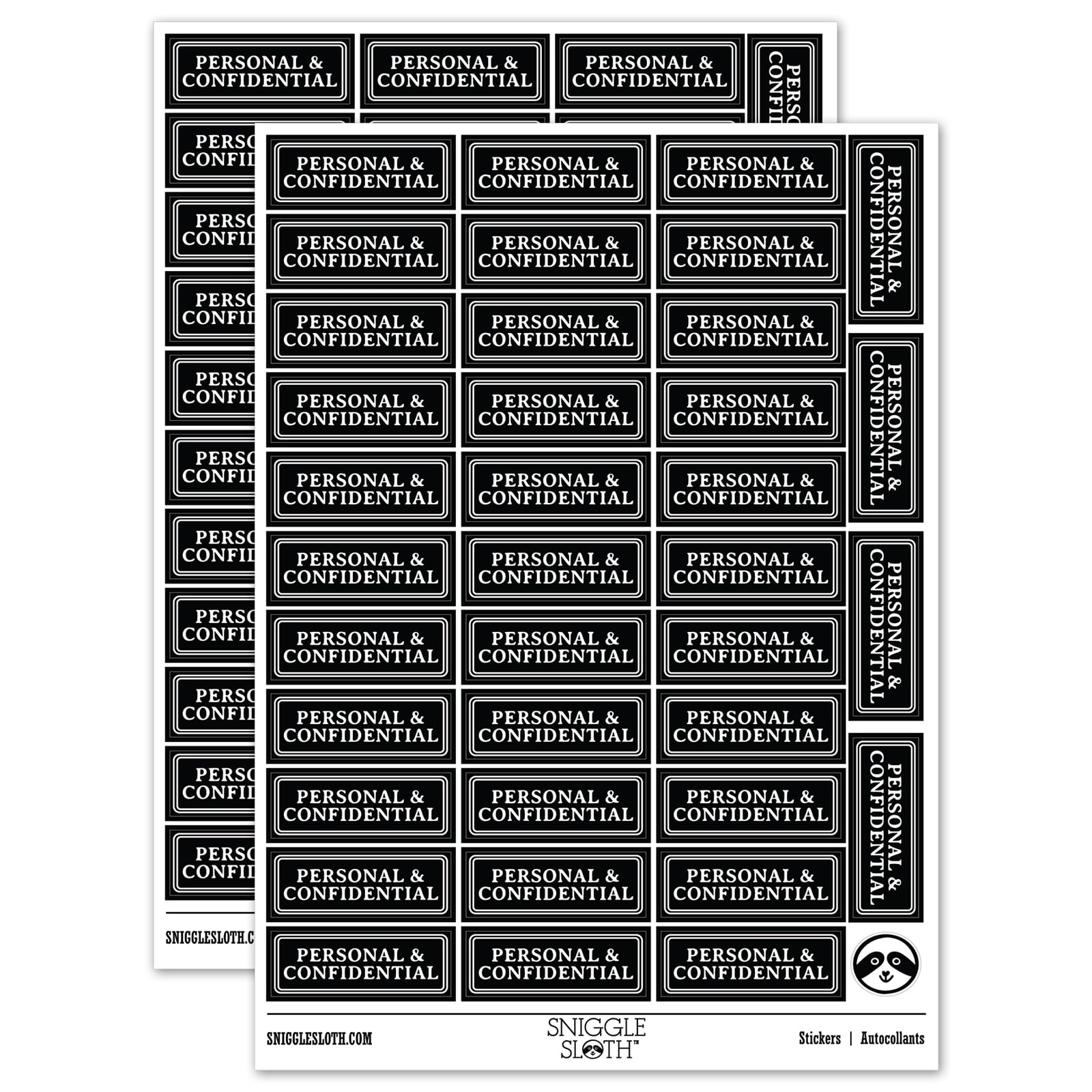 Personal & Confidential Double Line Border Sticker Set - Black - Matte ...