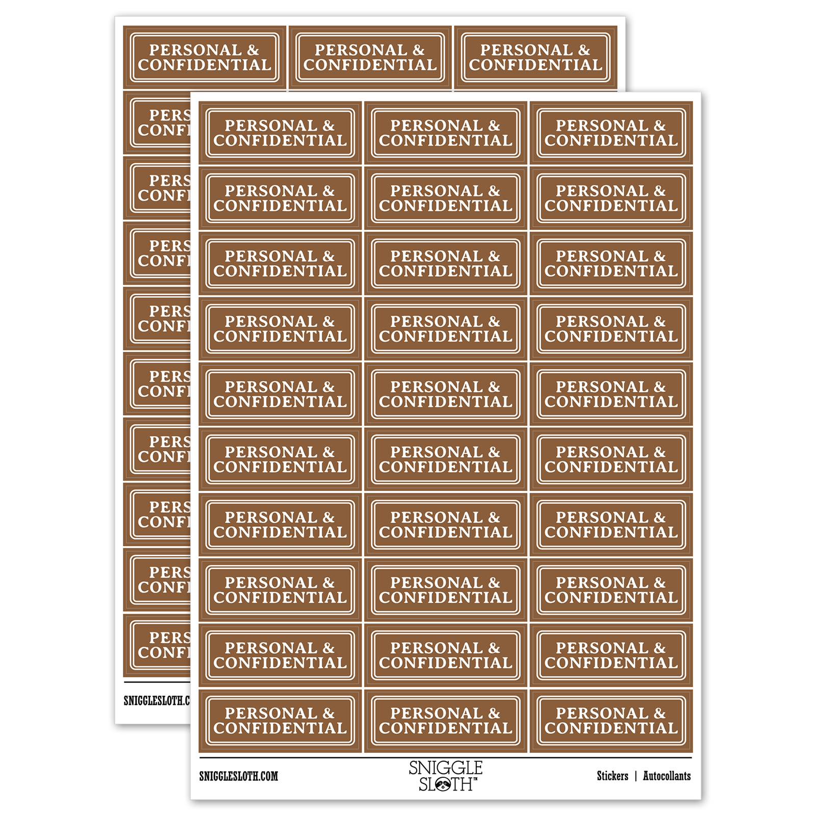 Personal & Confidential Double Line Border Sticker Set - Brown - Matte ...