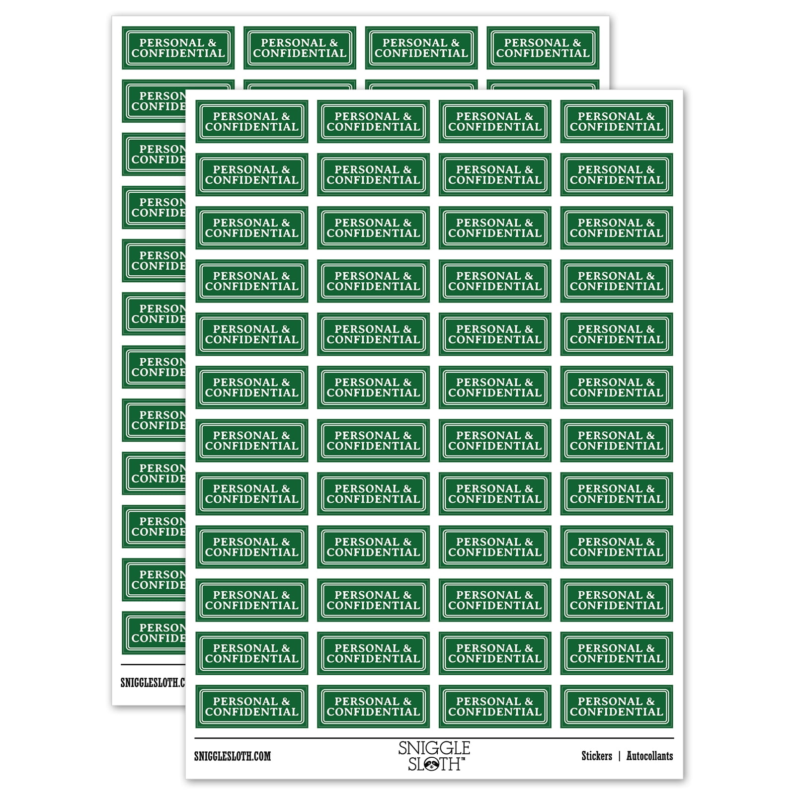 Personal & Confidential Double Line Border Sticker Set - Dark Green ...