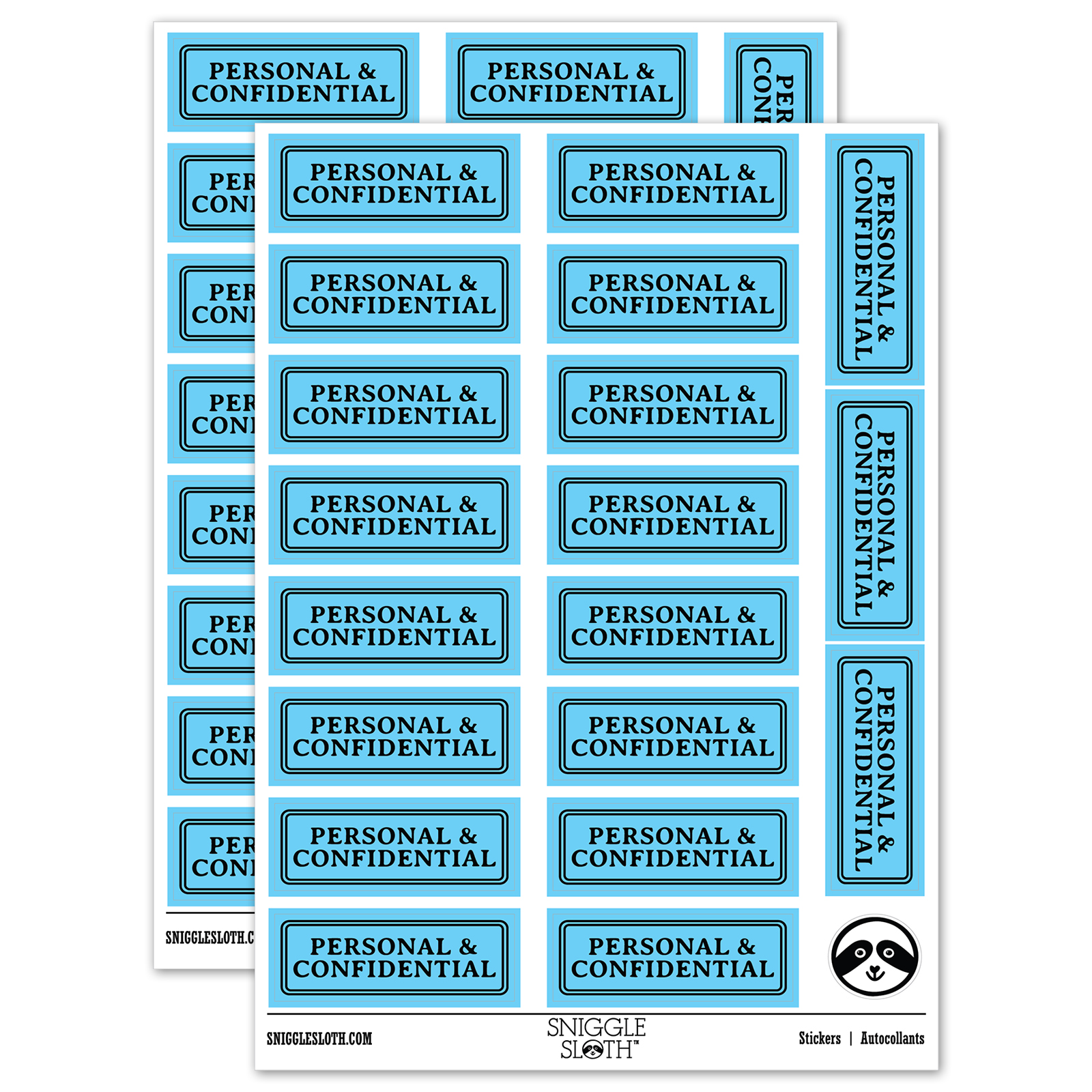 Personal & Confidential Double Line Border Sticker Set - Light Blue ...