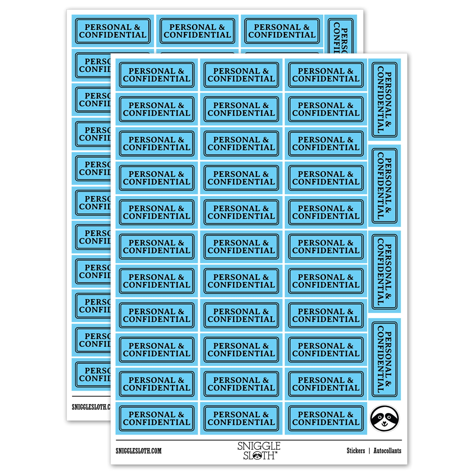 Personal & Confidential Double Line Border Sticker Set - Light Blue ...