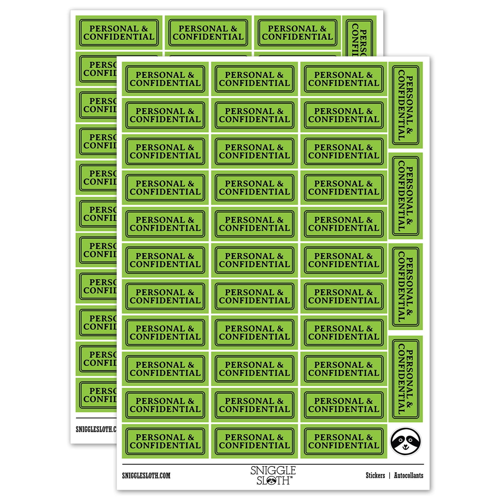 Personal & Confidential Double Line Border Sticker Set - Light Green ...