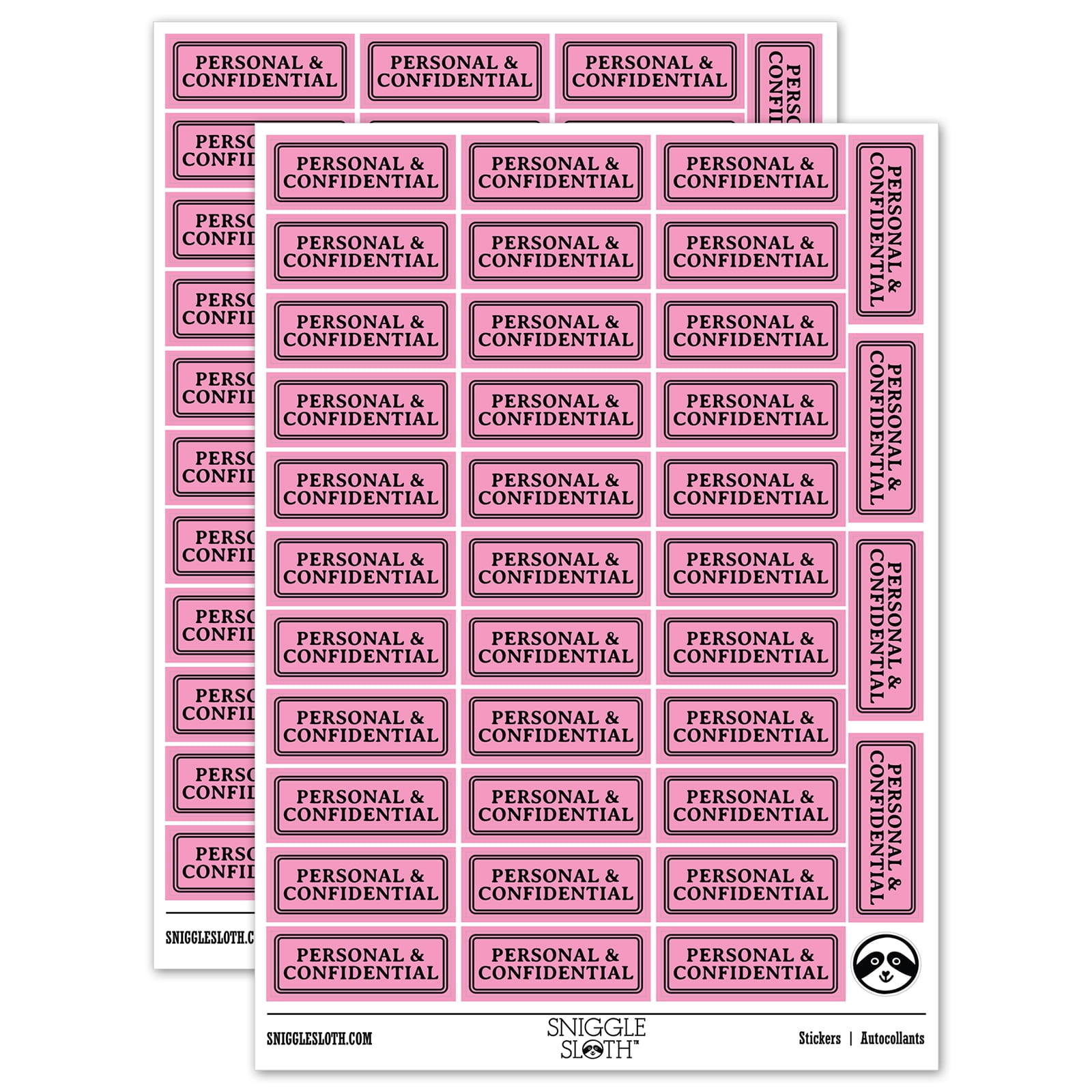 Personal & Confidential Double Line Border Sticker Set - Light Pink ...