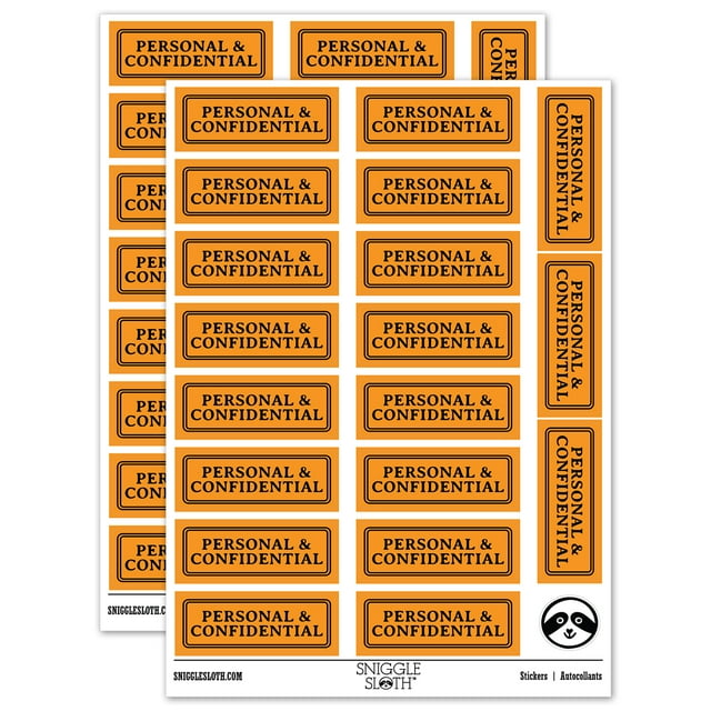 Personal & Confidential Double Line Border Sticker Set - Orange - Gloss ...
