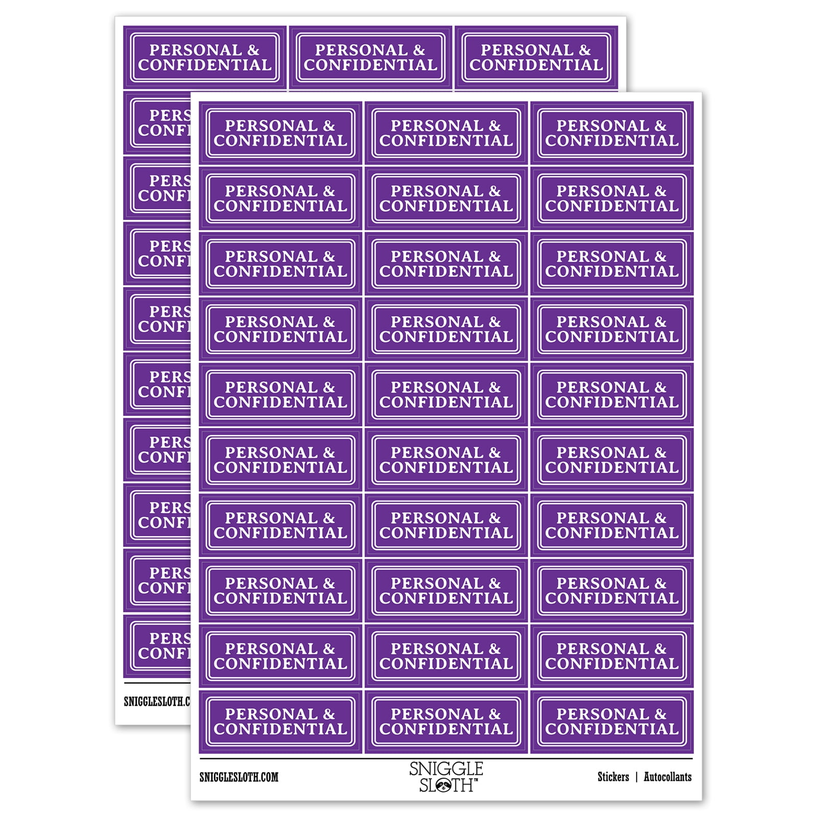 Personal & Confidential Double Line Border Sticker Set - Purple - Gloss ...
