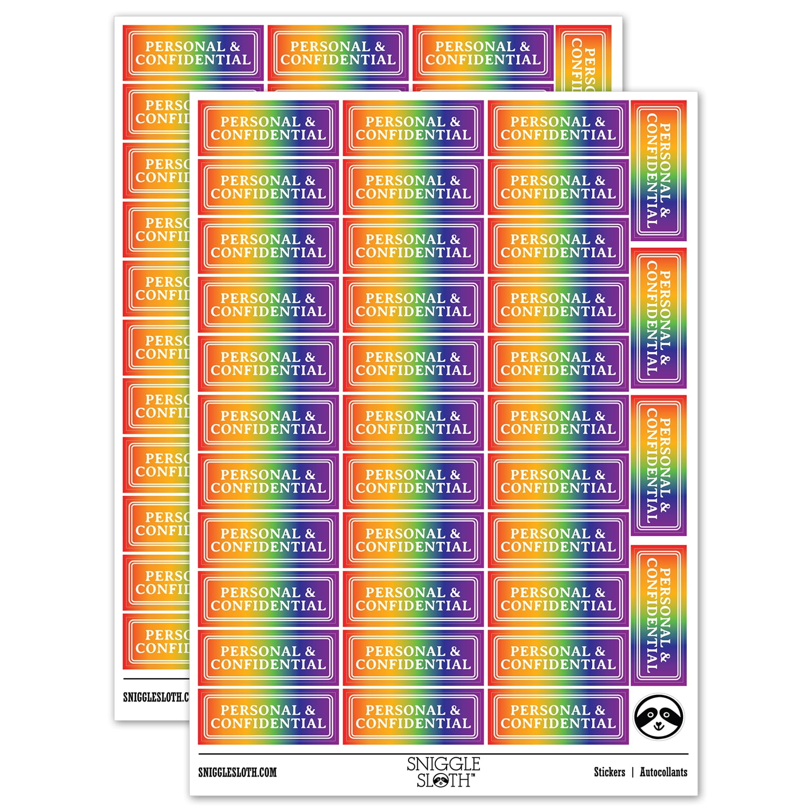 Personal & Confidential Double Line Border Sticker Set - Rainbow ...