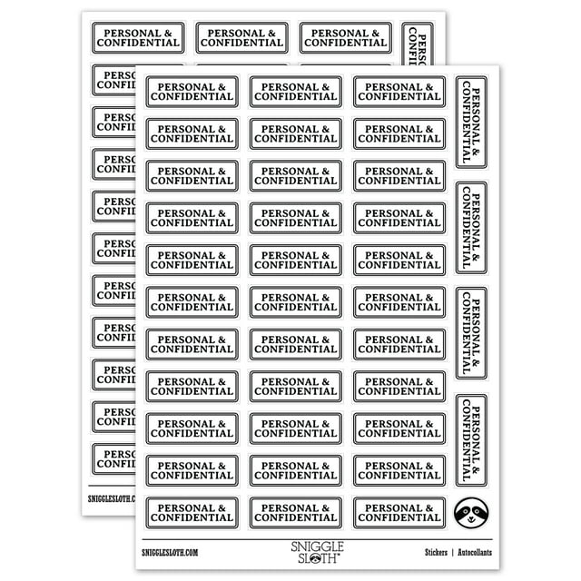 Personal & Confidential Double Line Border Sticker Set - White - Gloss ...