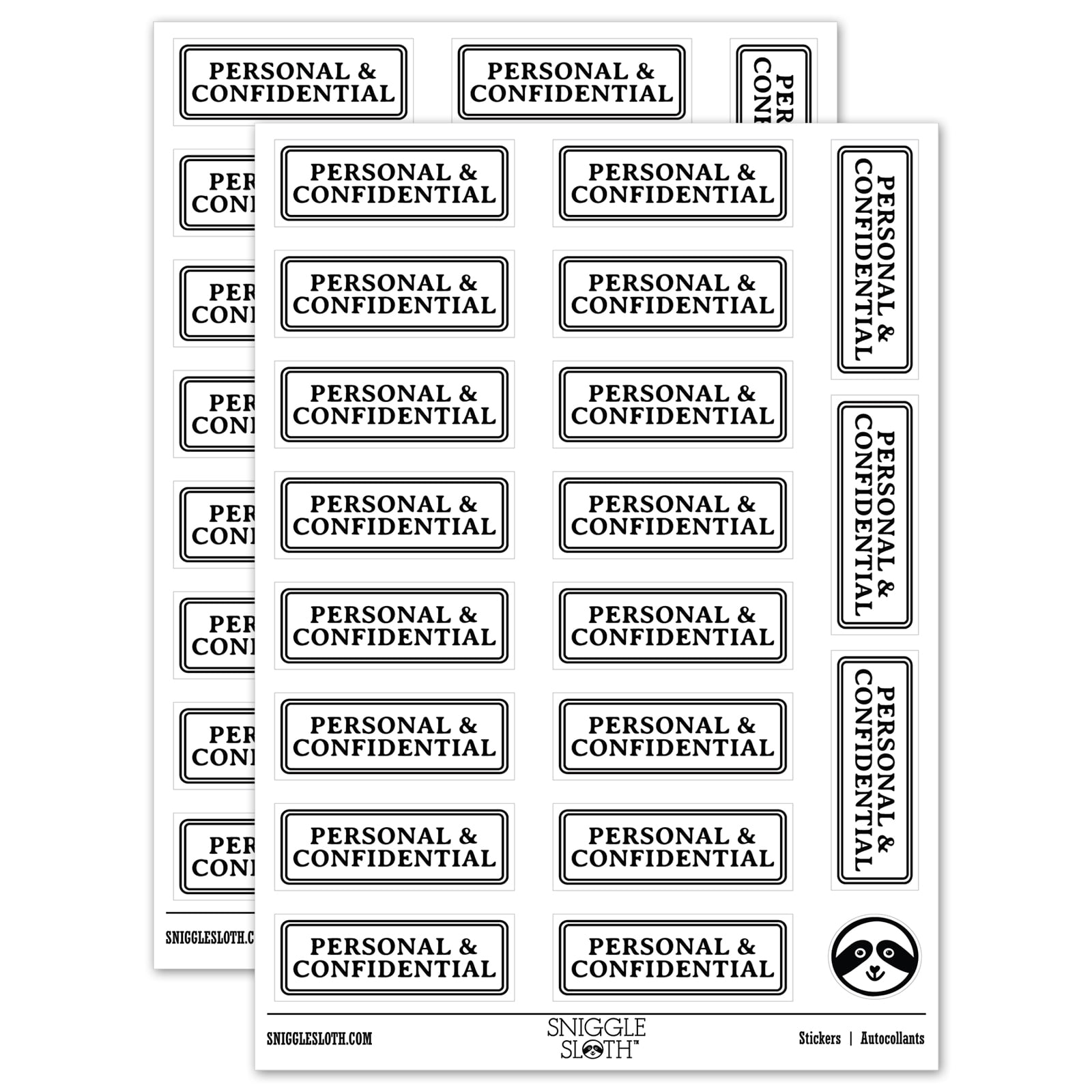 Personal & Confidential Double Line Border Sticker Set - White - Gloss ...