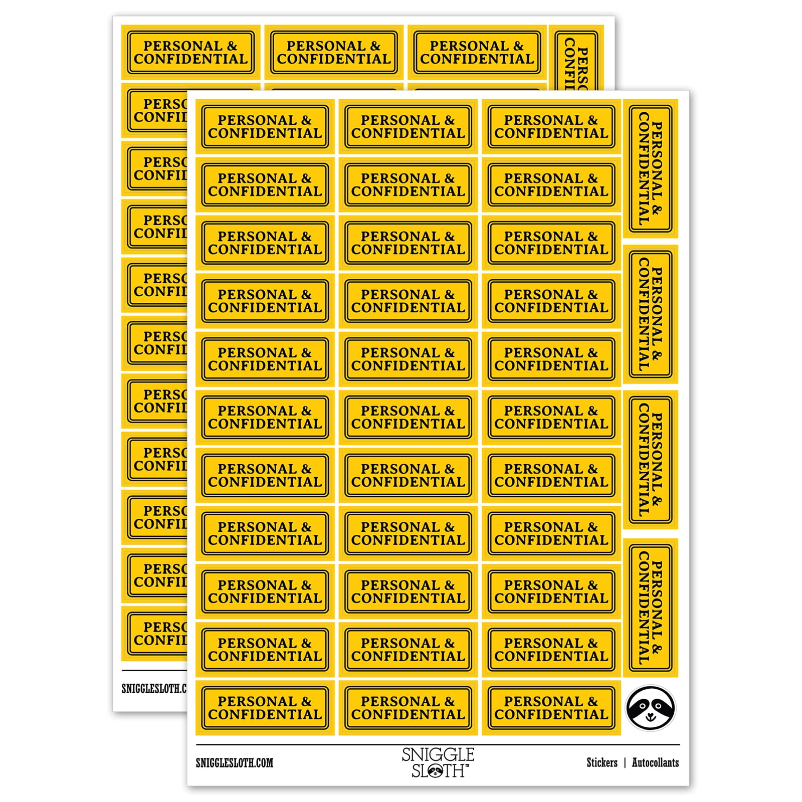 Personal & Confidential Double Line Border Sticker Set - Yellow - Gloss ...