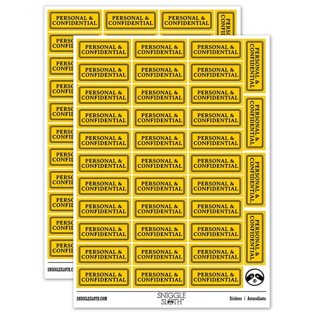 Personal & Confidential Double Line Border Sticker Set - Yellow - Gloss ...