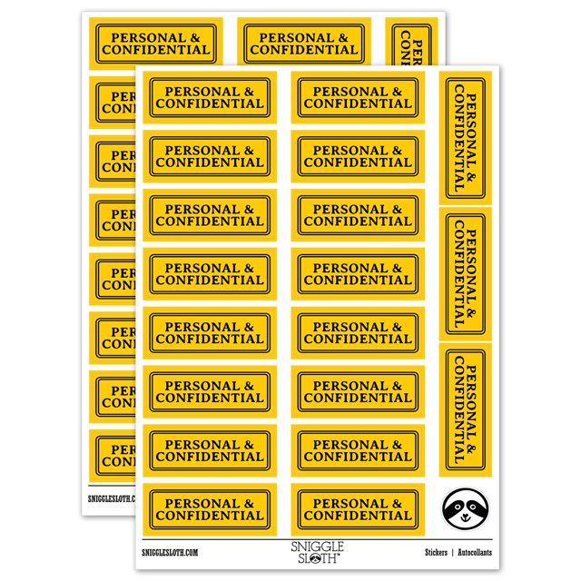 Personal & Confidential Double Line Border Sticker Set - Yellow - Gloss ...