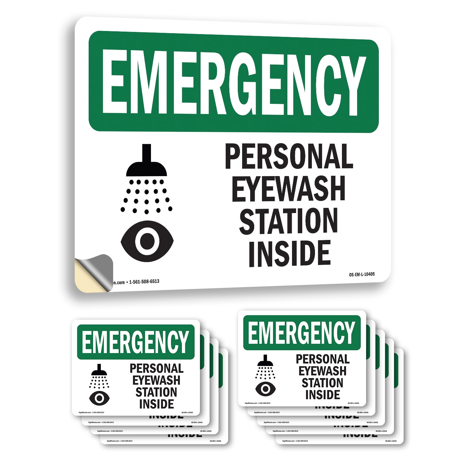Personal Eyewash Station Inside With Symbol OSHA Emergency Vinyl Decal ...