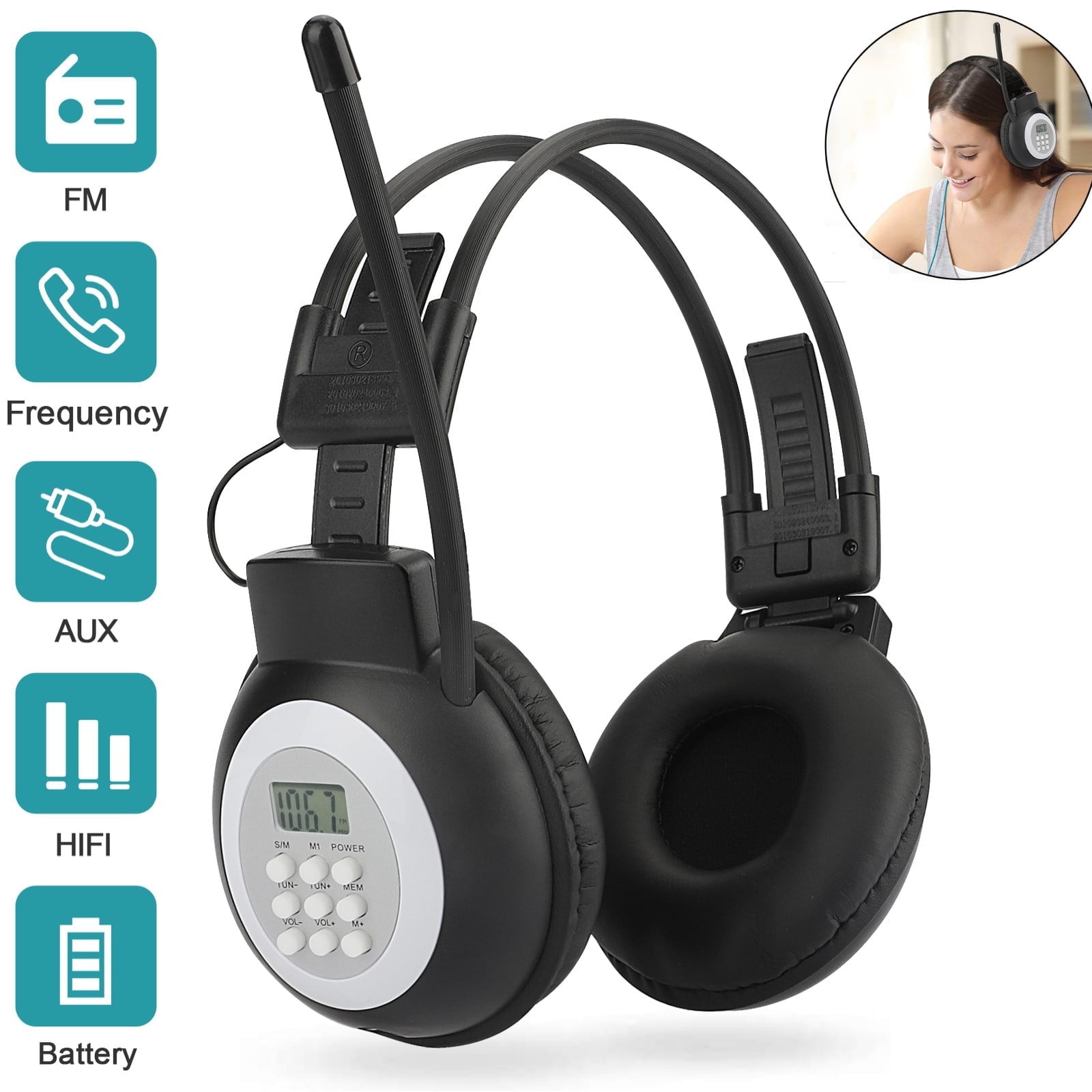 Personal FM Radio Headphones,Wireless FM Headset Ear Muffs with Built ...