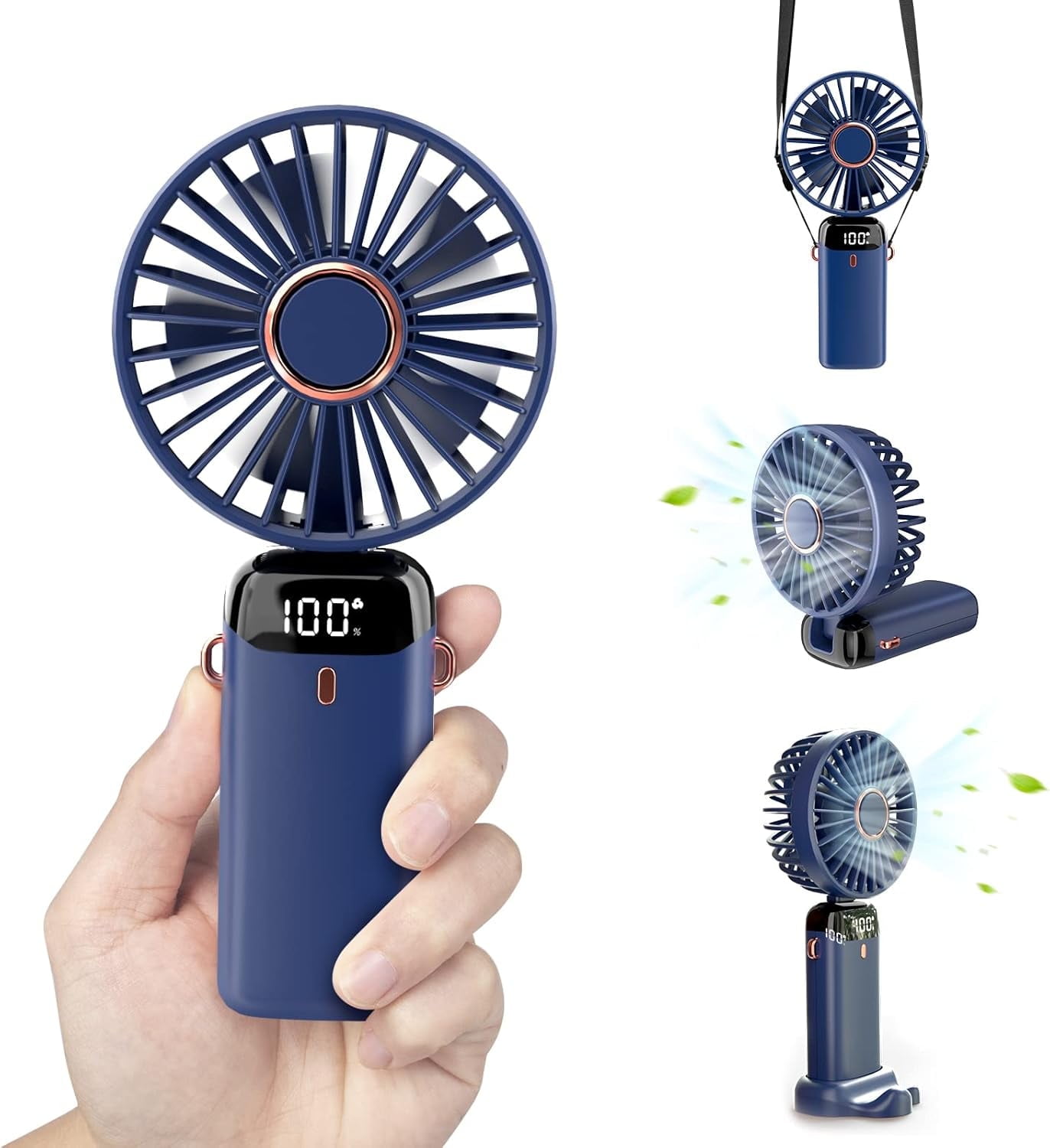 Personal Fan, Portable Hanging Neck Fan, 4000mAh USB-C Rechargeable 5 ...