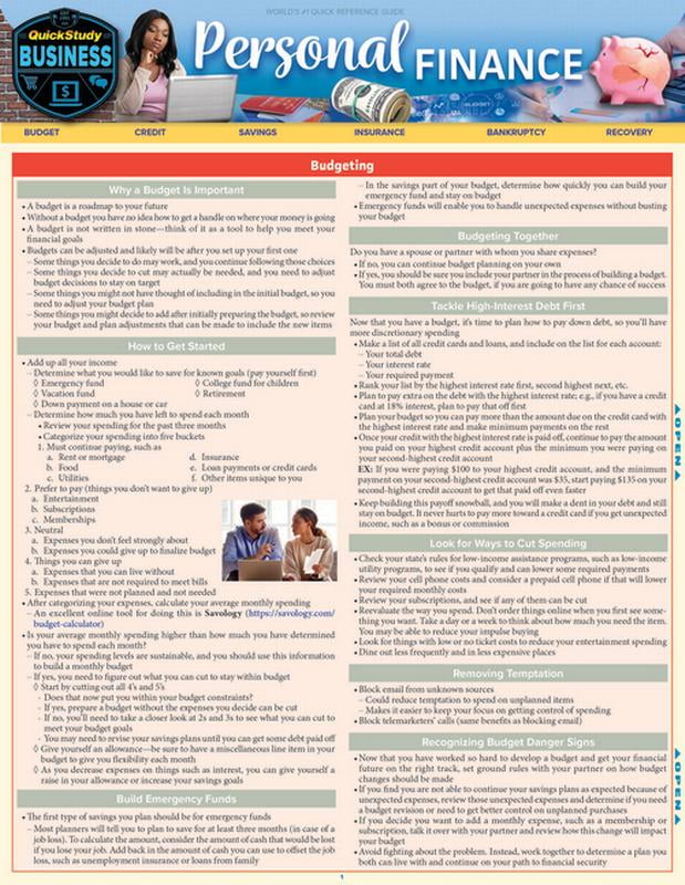 Personal Finance : a QuickStudy Laminated Reference Guide (Edition 2 ...