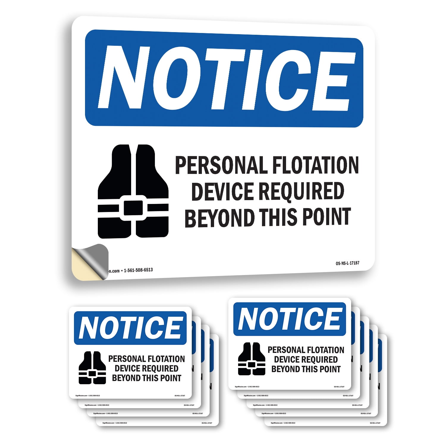 Personal Flotation Device Required With Symbol OSHA Notice Vinyl Decal ...