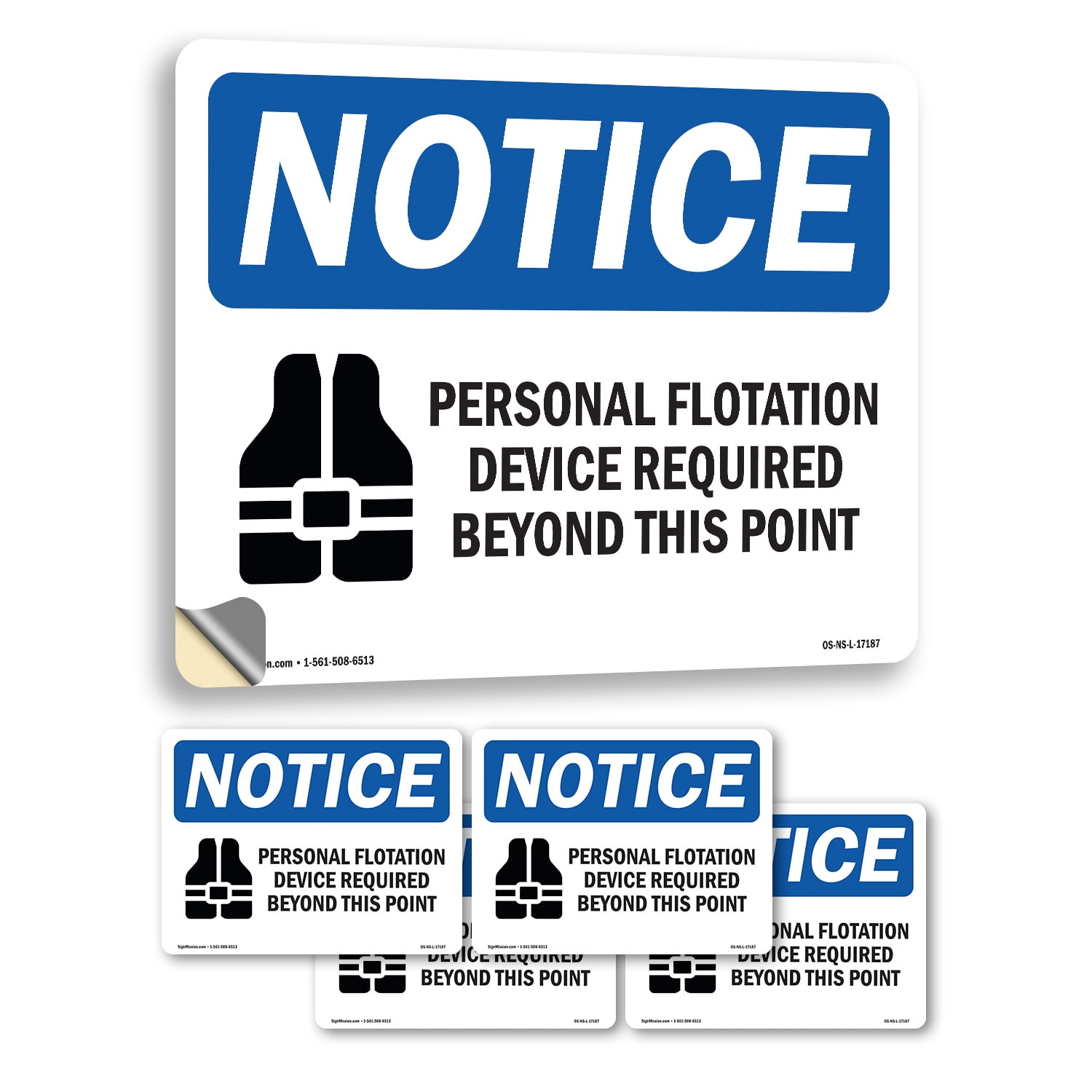 Personal Flotation Device Required With Symbol OSHA Notice Vinyl Decal ...