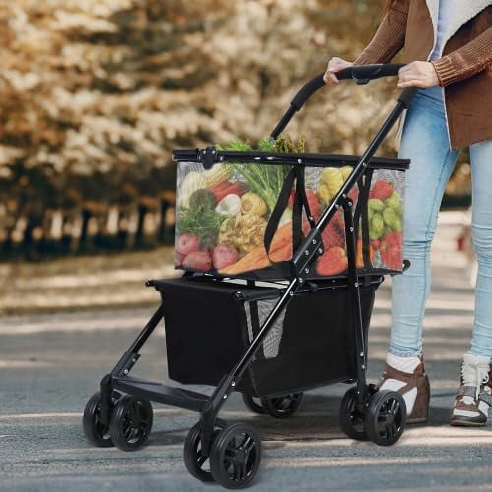 Personal Luxury Folding Shopping Cart with Wheels, Collapsible Utility ...