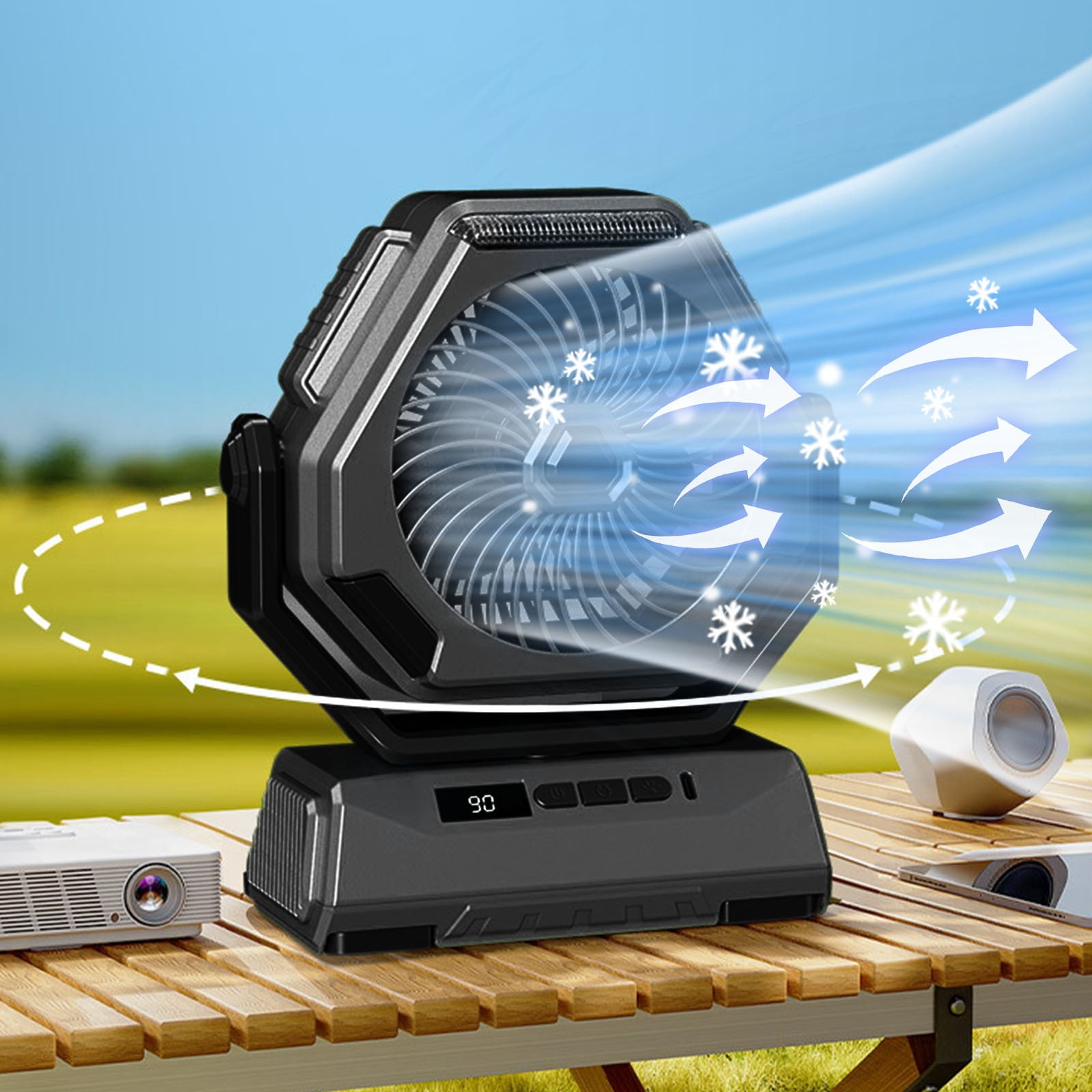 Personal Mini Desk Fan Rechargeable Table Fan, 90° Rotate Small Table ...