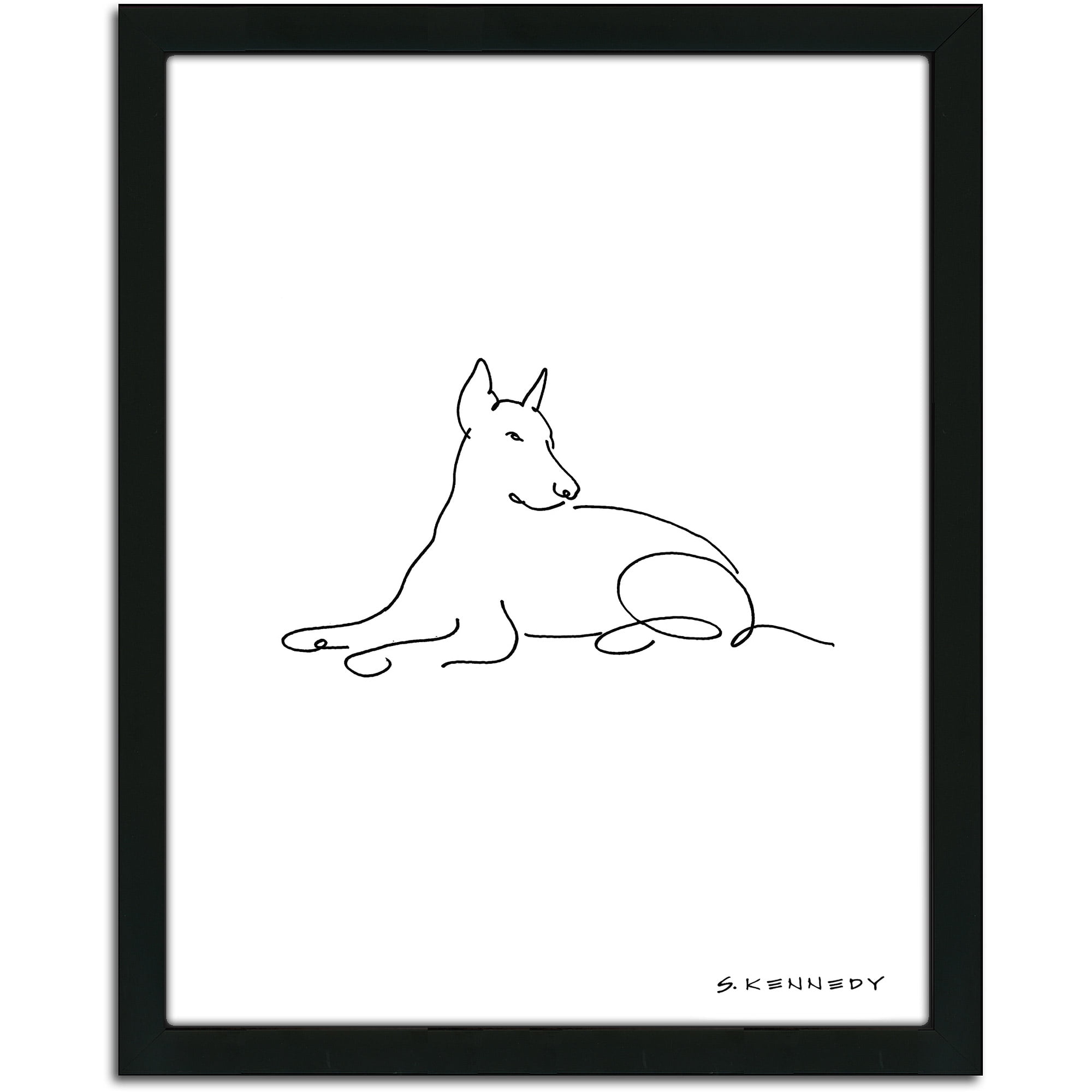 Personal-Prints Doberman Dog Line Drawing Framed Art - 12 x 15 Frame ...