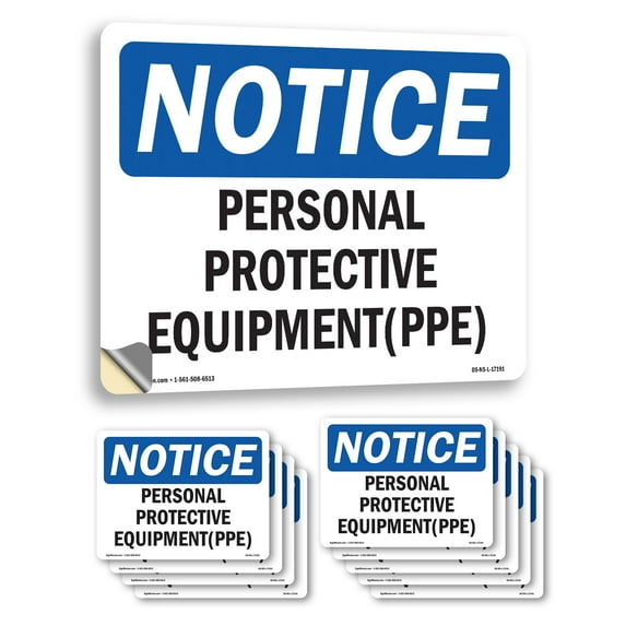 Personal Protective Equipment (PPE) OSHA Notice Vinyl Decal Label 10 ...
