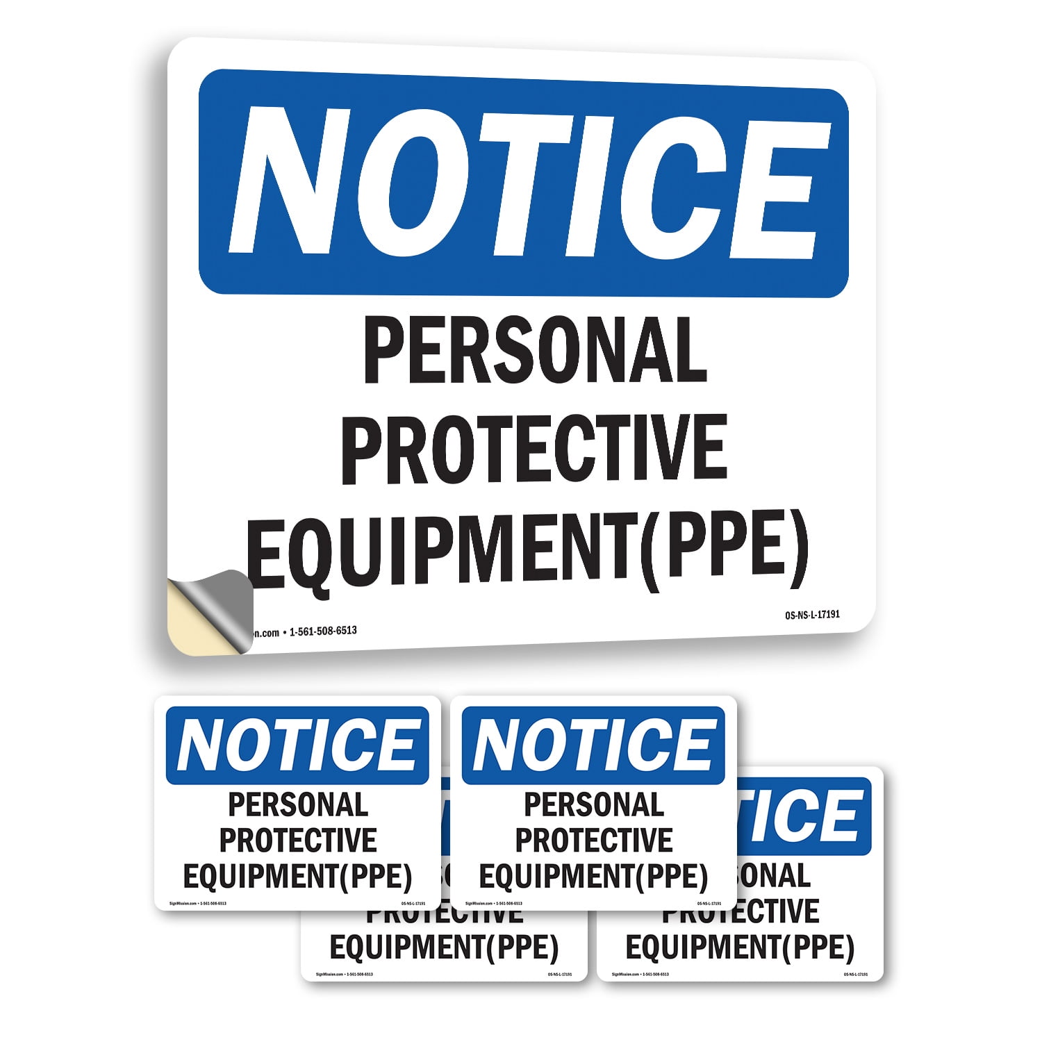 Personal Protective Equipment (PPE) OSHA Notice Vinyl Decal Label 14 ...
