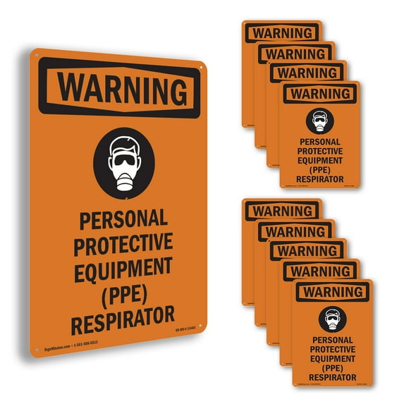 Personal Protective With Symbol OSHA WARNING Aluminum Sign 18 Inch x 12 ...