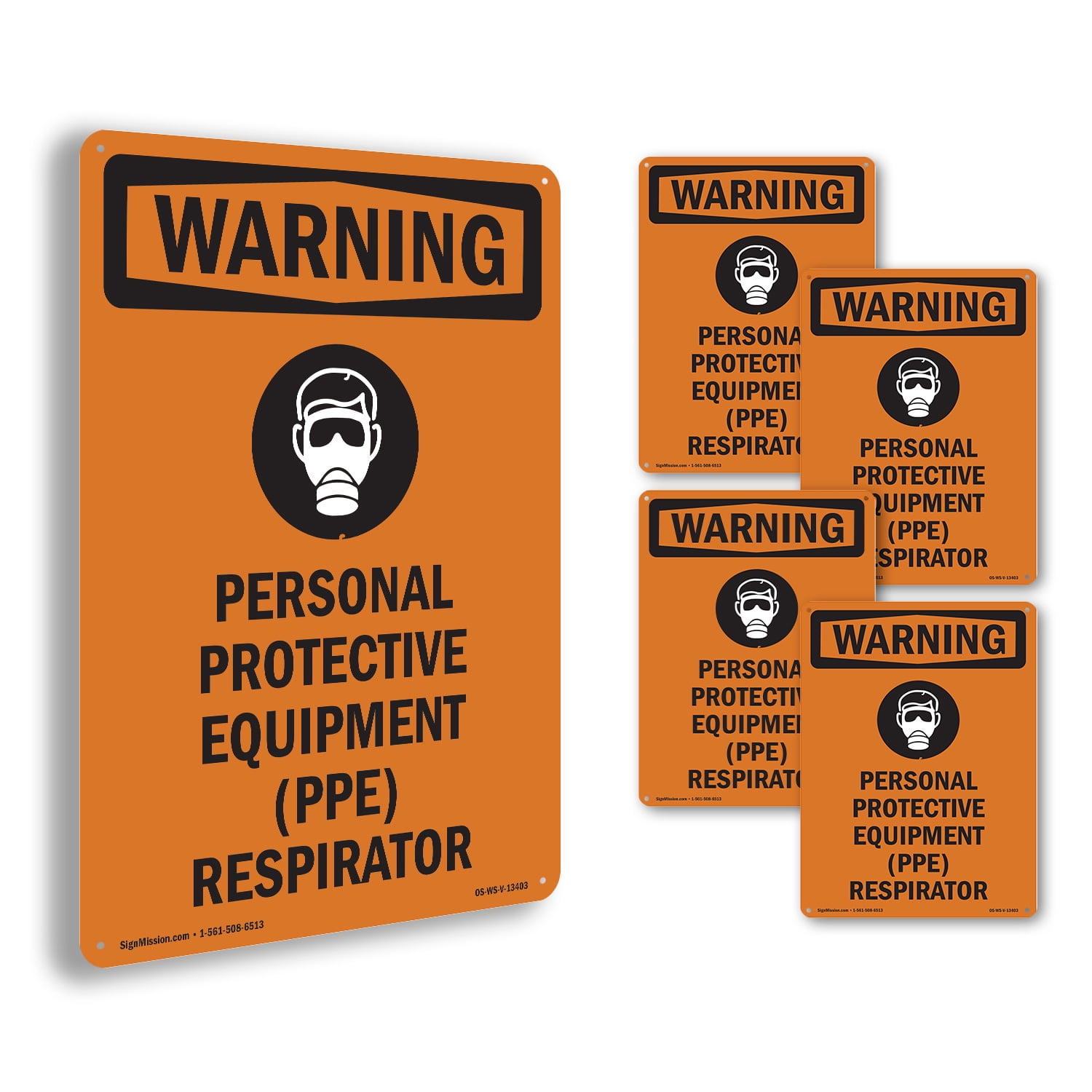 Personal Protective With Symbol OSHA WARNING Aluminum Sign 18 Inch x 12 ...