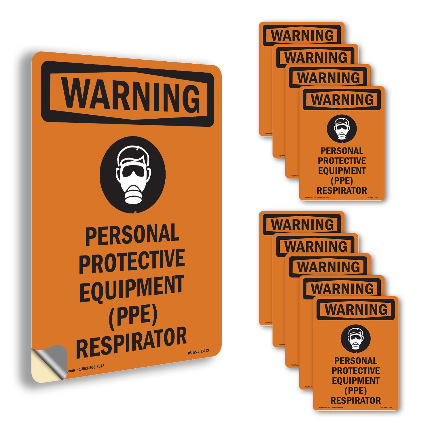 Personal Protective With Symbol OSHA WARNING Vinyl Decal Label 18 Inch ...