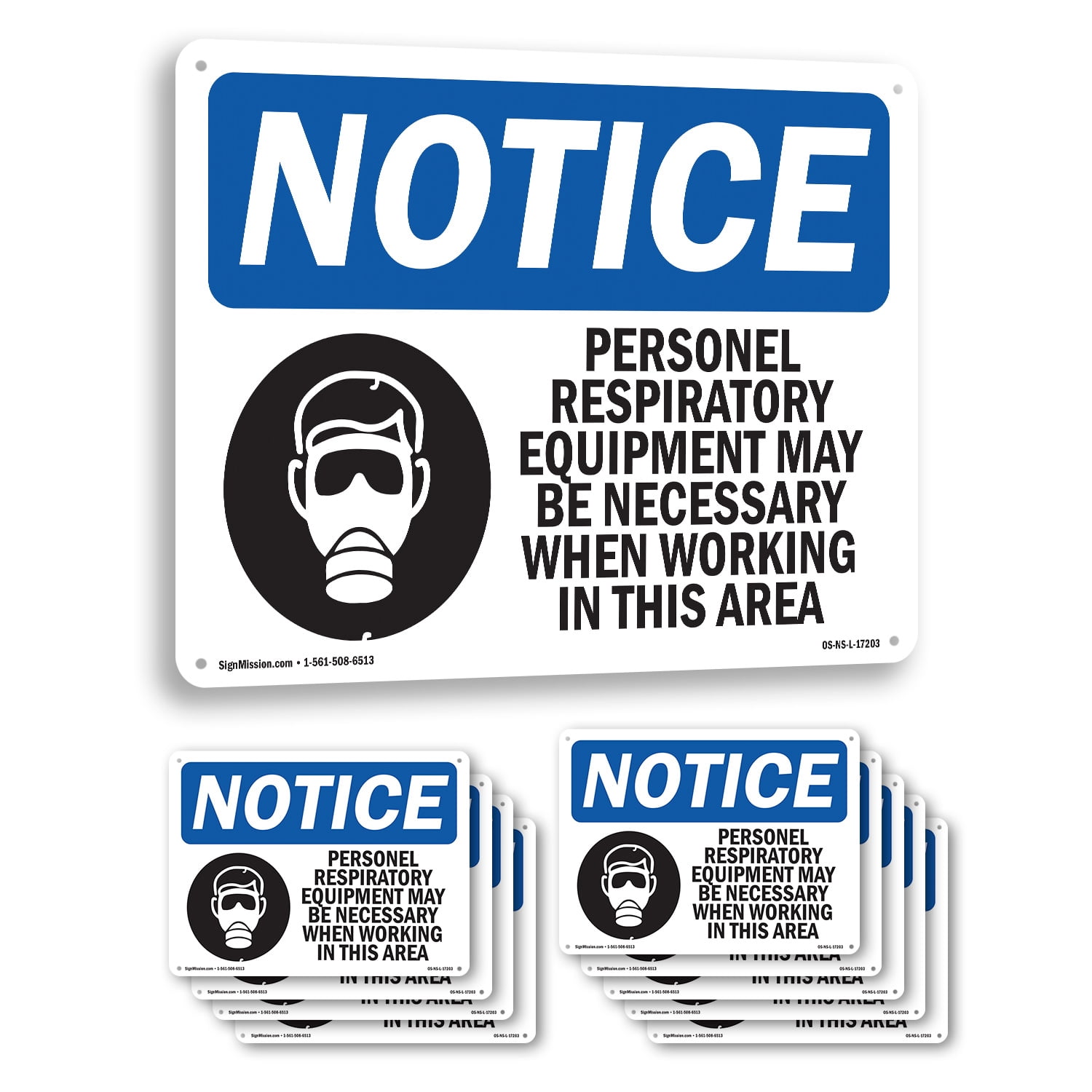 Personal Respiratory Equipment OSHA Notice Rigid Plastic Sign 18 Inch x ...