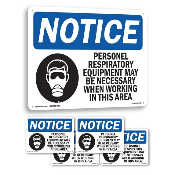 Personal Respiratory Equipment OSHA Notice Rigid Plastic Sign 18 Inch x ...