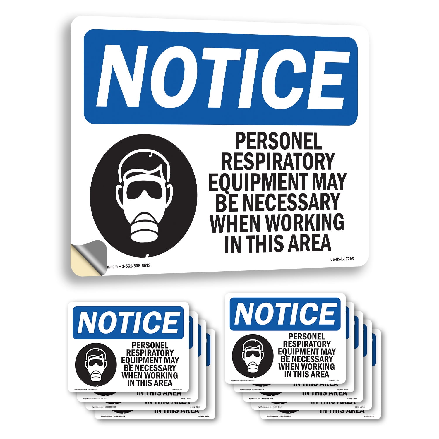 Personal Respiratory Equipment With Symbol OSHA Notice Vinyl Decal ...