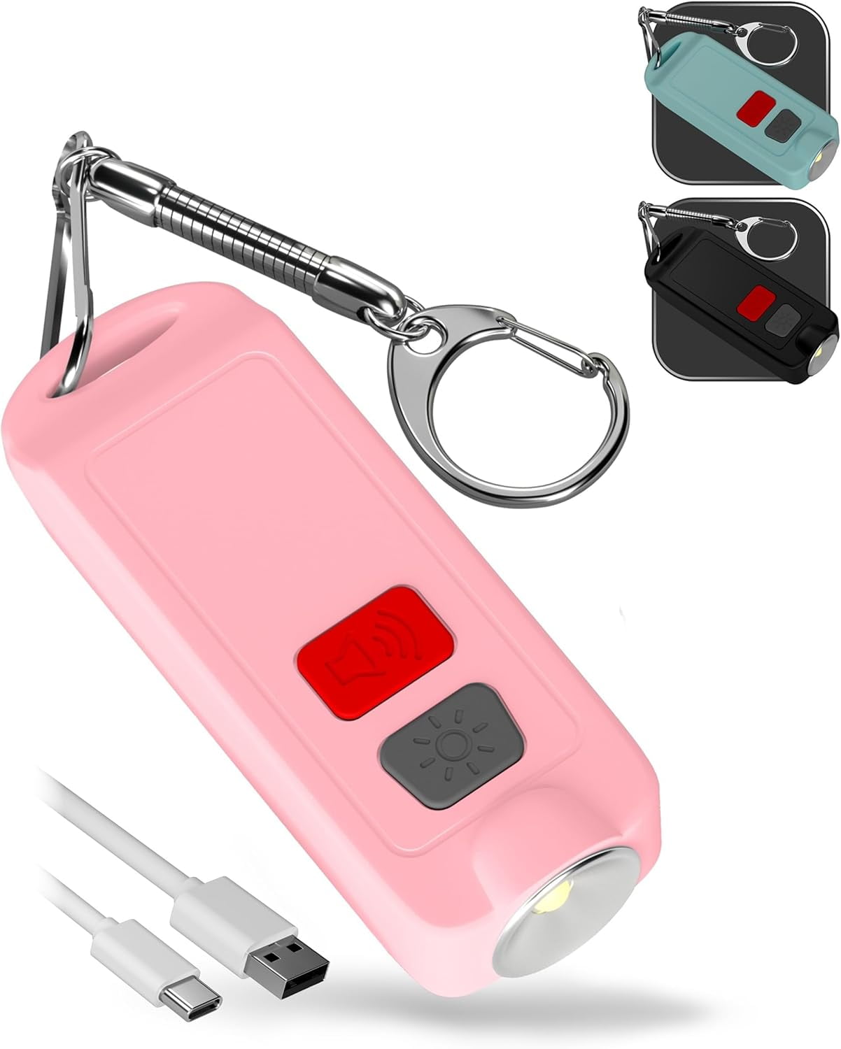 Personal Safety Alarm Keychain for Women - 130dB Rechargeable Self ...