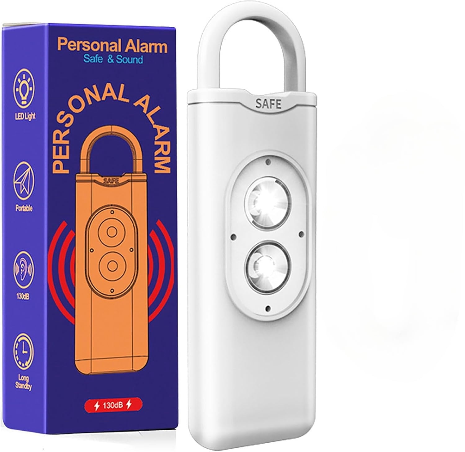 Personal Security Siren Keychain, 130dB Loud Emergency Alarm with LED ...