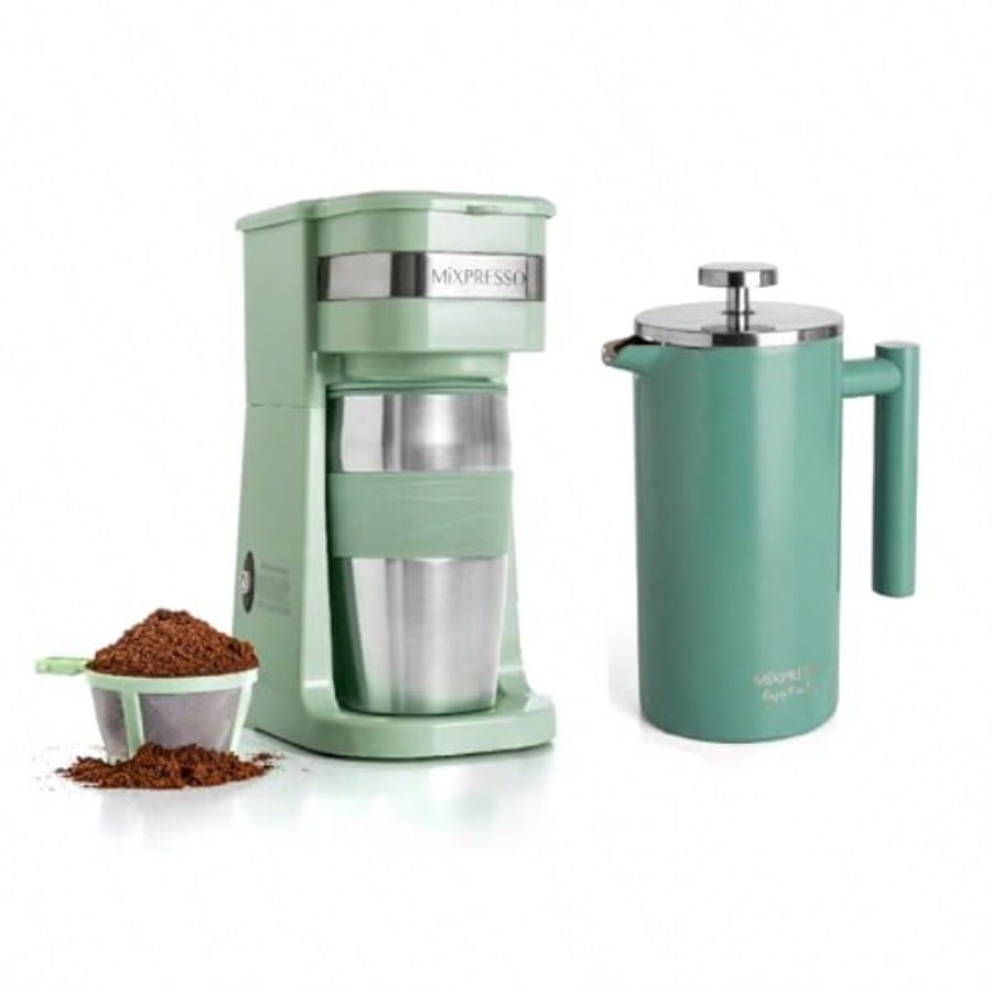Personal Single Serve Coffee Maker and 14oz Travel Mug Drip Coffee ...