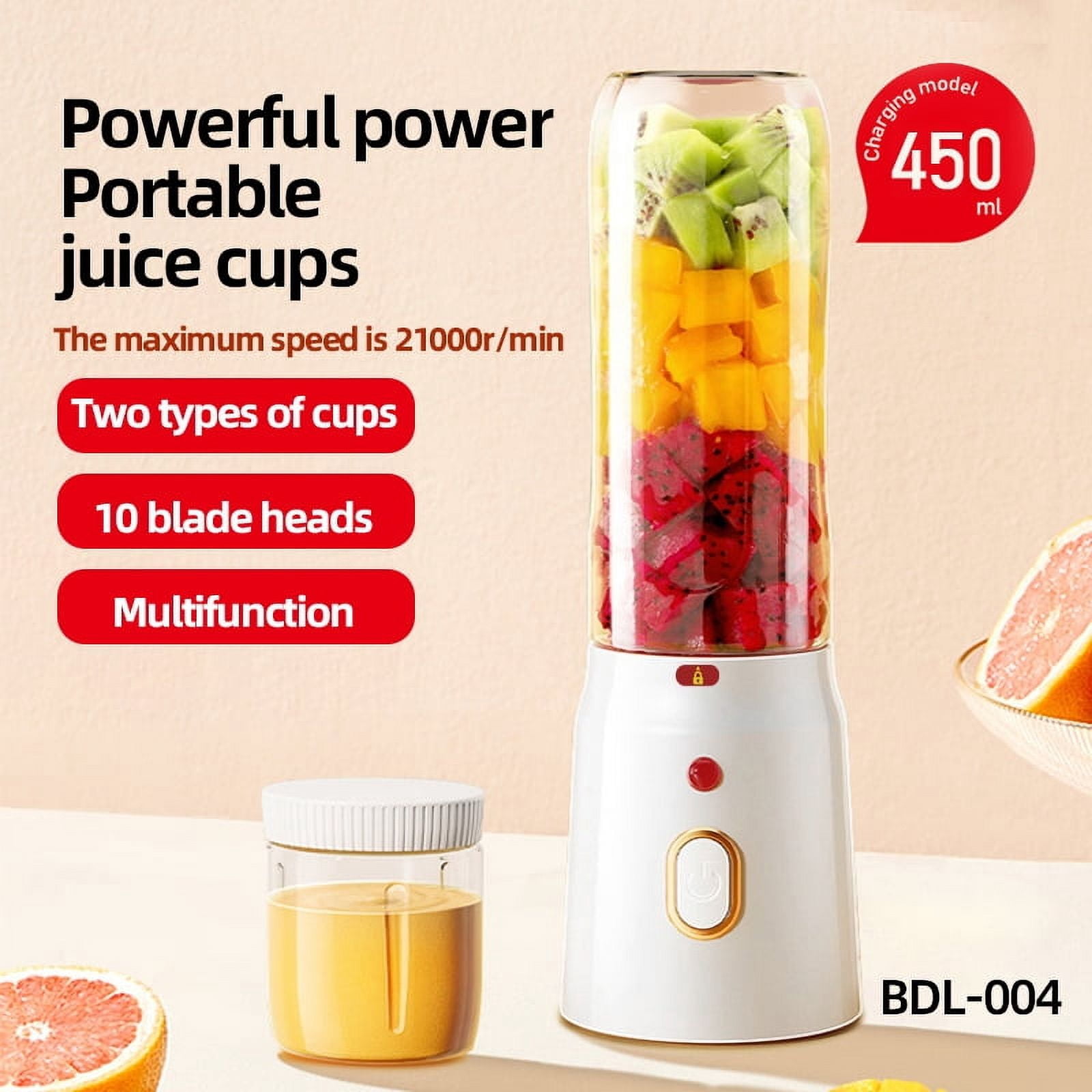 Portable USB Rechargeable Electric Juicer Double Cup Design Compact for ...
