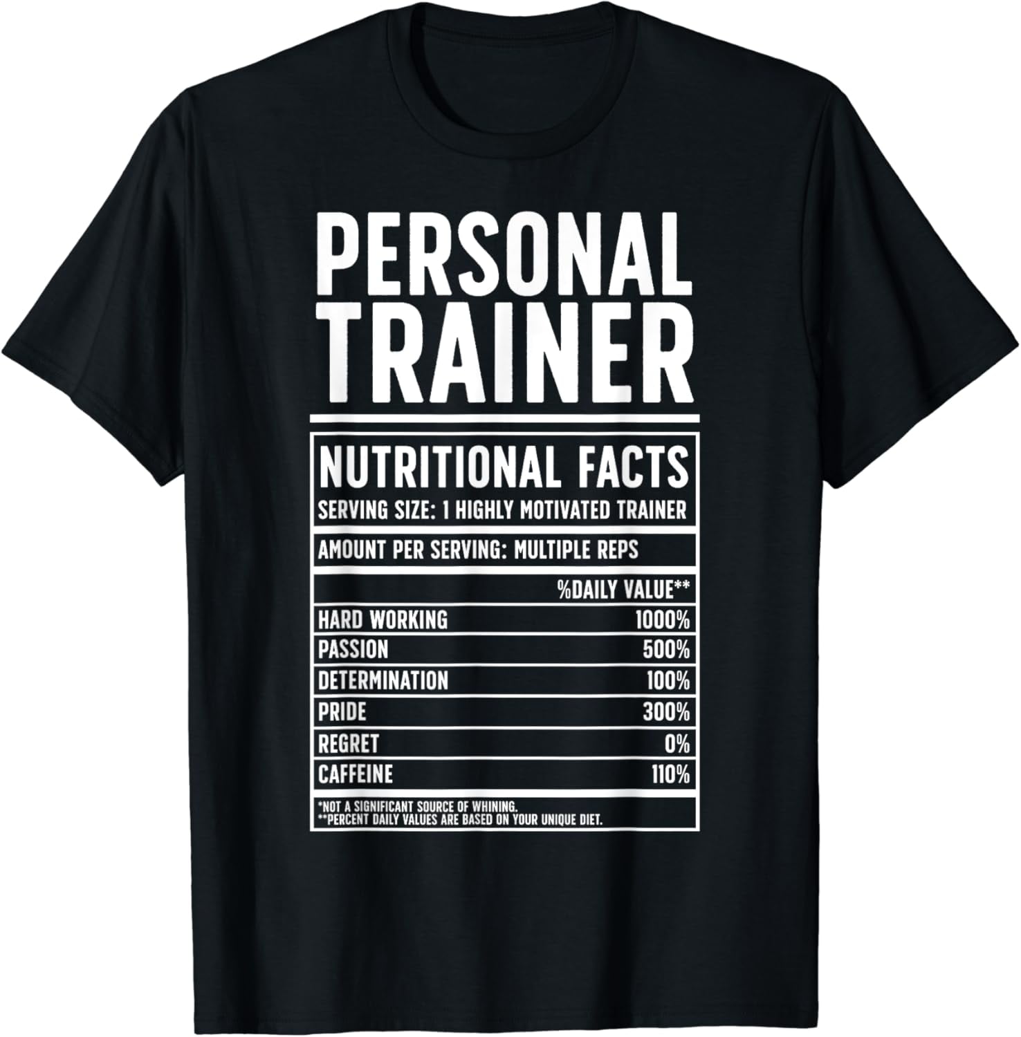Personal Trainer Nutritional Facts Personal Training T-Shirt - Walmart.com