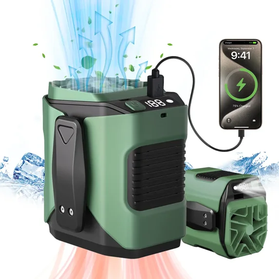 Personal Waist Portable Rechargeable Fan, 5000mAh Battery Power bank ...