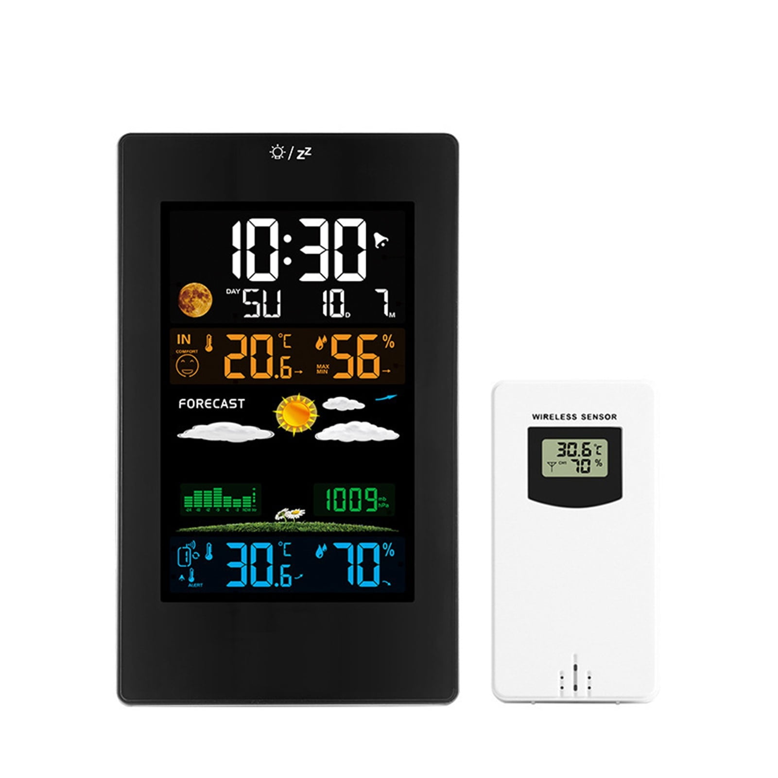 Personal Weather Station Projection Alarm Clock With Outdoor Sensor ...