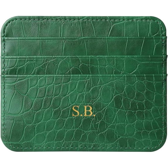 Personalisa Gold Silver Initial letters Credit Card Holder Wallet, PU ...