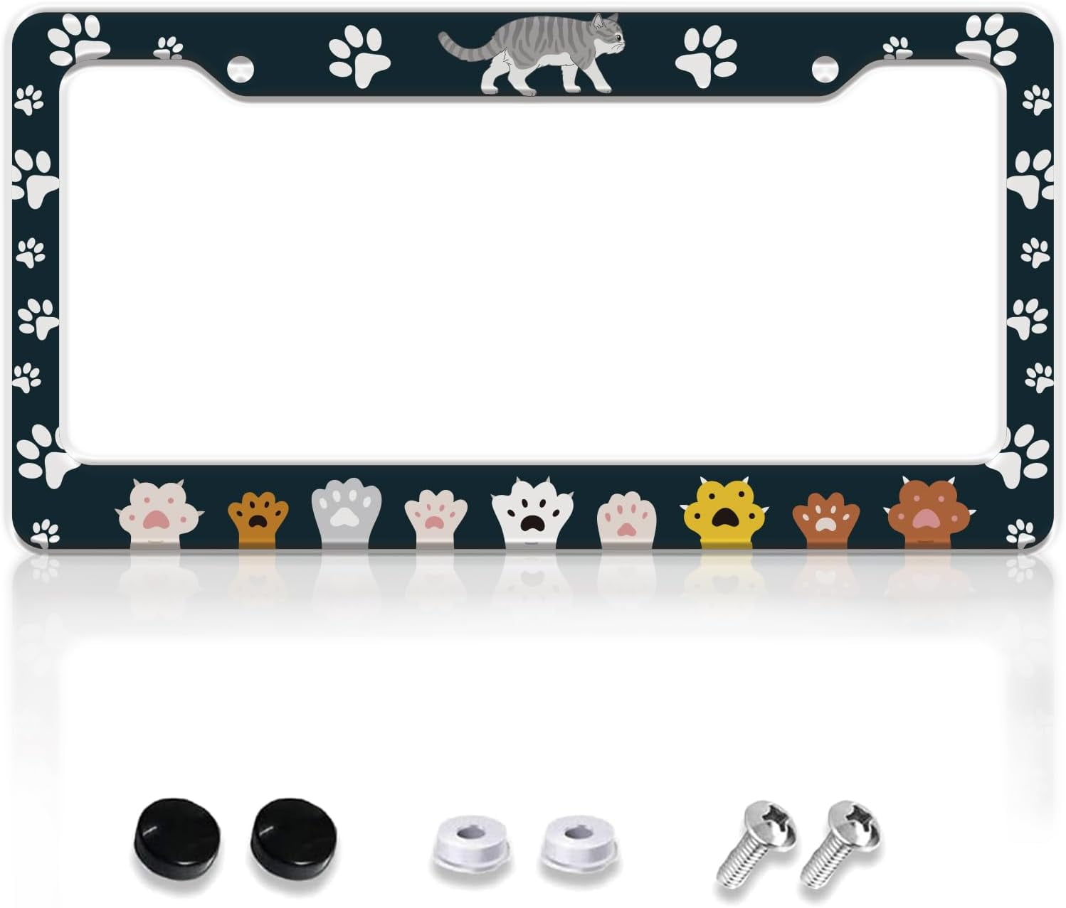 Personalise Cat License Plate Frames Car Tag Cover Aluminum Auto ...