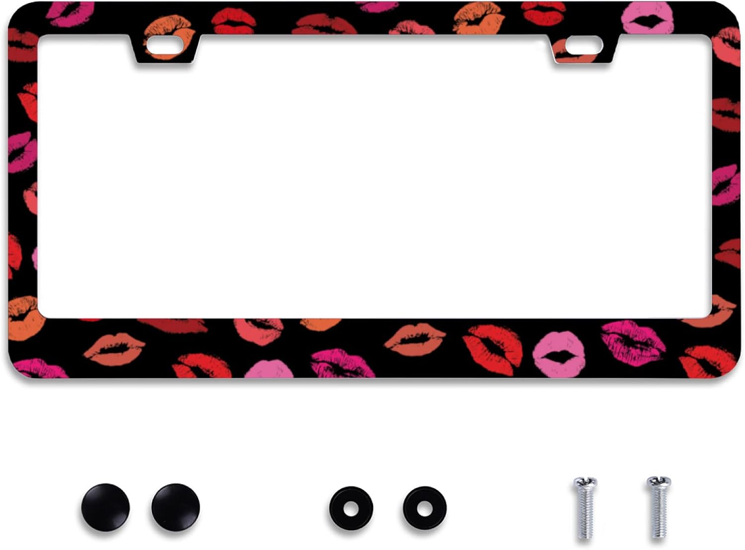 Personalise Sexy Lips Red Pink Lip Kiss License Plate Frames Metal Car ...